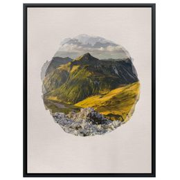 Bilderwelten Leinwandbild - Hochformat Wasserfarben - Berge und Tal der Lechtaler Alpen in Tirol