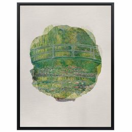 Bilderwelten Leinwandbild - Hochformat Wasserfarben - Claude Monet - Japanische Br&uuml;cke