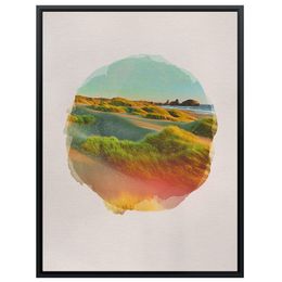 Bilderwelten Leinwandbild - Hochformat Wasserfarben - D&uuml;nen und Gr&auml;ser am Meer