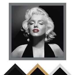 Bilderwelten Bild mit Rahmen - Quadrat Marilyn mit roten Lippen
