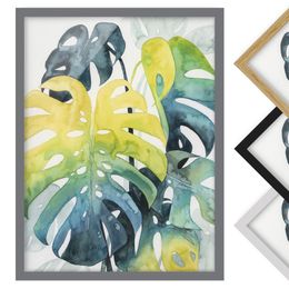Bilderwelten Bild mit Rahmen - Hochformat Tropisches Blattwerk - Monstera