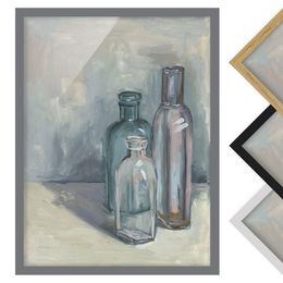 Bilderwelten Bild mit Rahmen - Hochformat Stillleben mit Glasflaschen I