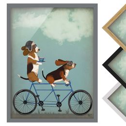 Bilderwelten Bild mit Rahmen - Hochformat Radtour - Bassets Tandem