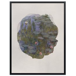Bilderwelten Leinwandbild - Hochformat Wasserfarben - Claude Monet - Seerosen (Nympheas)
