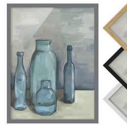 Bilderwelten Bild mit Rahmen - Hochformat Stillleben mit Glasflaschen II