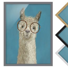 Bilderwelten Bild mit Rahmen - Hochformat Lama mit Brille I