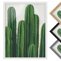 Bilderwelten Bild mit Rahmen Blumen gr&uuml;n Tropisch inkl. Rahmung - Lieblingspflanzen - Kaktus - Pflanzen Wohnzimmer Schlafzimmer