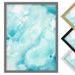 Bilderwelten Bild mit Rahmen - Hochformat Emulsion in wei&szlig; und t&uuml;rkis I