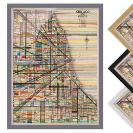 Bilderwelten Bild mit Rahmen - Hochformat Moderne Karte von Chicago