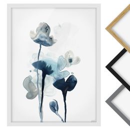 Bilderwelten Bild mit Rahmen Blumen einzigartig modern Aquarell - Mitternachtsbl&uuml;ten III - Deko Wohnzimmer Schlafzimmer