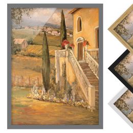 Bilderwelten Bild mit Rahmen - Hochformat Italienische Landschaft - Haustreppe