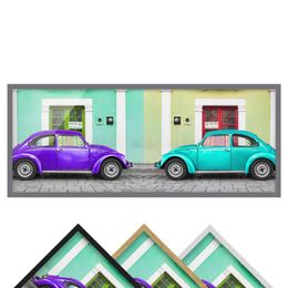 Bilderwelten Bild mit Rahmen - Panorama Beetles Lila-T&uuml;rkis