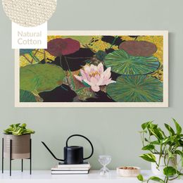 Bilderwelten Leinwandbild Seerose mit Bl&auml;tterm