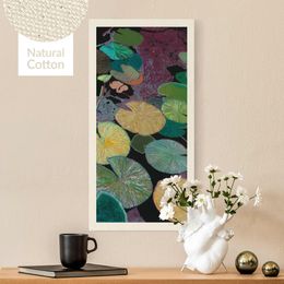 Bilderwelten Leinwandbild Seerose mit Bl&auml;ttern IV