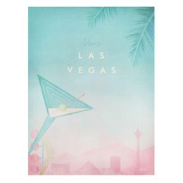 Bilderwelten Leinwandbild Henry Rivers Vintage Kunstdruck Reiseposter - Viva Las Vegas Leinwanddruck Hochformat - Wandbild modernes Bild auf Leinwand Flur