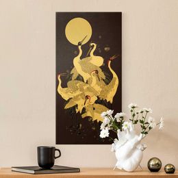 Bilderwelten Leinwandbild Kraniche vor Mond I
