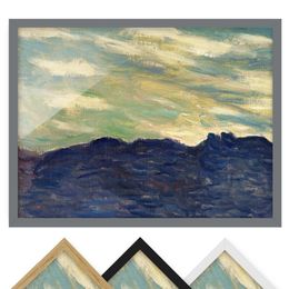 Bilderwelten Bild mit Rahmen - Querformat Claude Monet - Felsen Sonnenuntergang