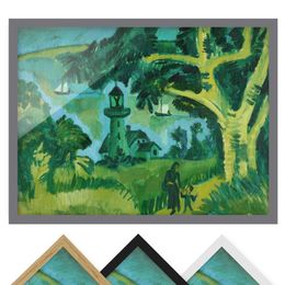 Bilderwelten Bild mit Rahmen - Querformat Ernst Ludwig Kirchner - Leuchtturm auf Fehmarn