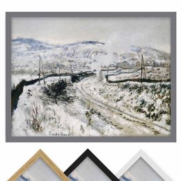 Bilderwelten Bild mit Rahmen - Querformat Claude Monet - Zug im Schnee