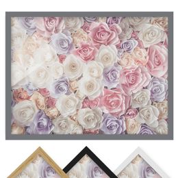 Bilderwelten Bild mit Rahmen - Querformat Pastell Paper Art Rosen