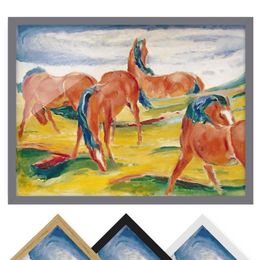 Bilderwelten Bild mit Rahmen - Querformat Franz Marc - Weidende Pferde