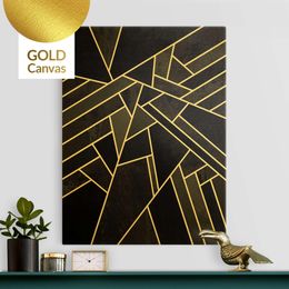 Bilderwelten Leinwandbild - Hochformat Schwarze Dreiecke Gold