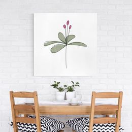 Bilderwelten Leinwandbild Blumen Line Art Kunstdruck gr&uuml;n - Seerose Line Art - Wandbild XXL Wohnzimmer Schlafzimmer