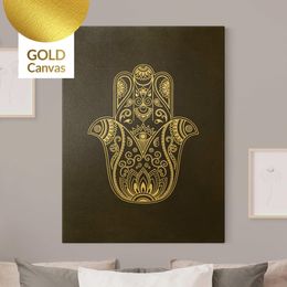 Bilderwelten Leinwandbild Hamsa Hand Illustration wei&szlig; schwarz