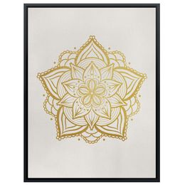 Bilderwelten Leinwandbild Mandala Bl&uuml;te Illustration wei&szlig; gold