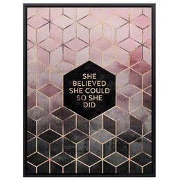 Bilderwelten Leinwandbild - Hochformat She Believed She Could Ros&eacute; Gold
