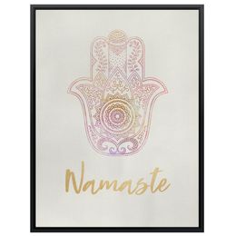 Bilderwelten Leinwandbild Hamsa Hand Illustration Namaste gold rosa