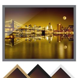 Bilderwelten Bild mit Rahmen - Querformat Goldenes New York