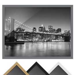 Bilderwelten Bild mit Rahmen - Querformat Brooklyn Br&uuml;cke in New York II