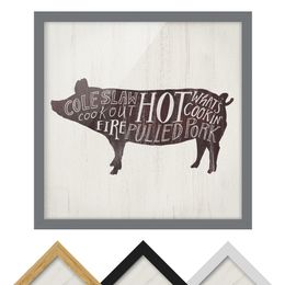 Bilderwelten Bild mit Rahmen - Quadrat Bauernhof BBQ - Schwein