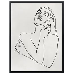 Bilderwelten Leinwandbild - Hochformat Line Art Frau Oberk&ouml;rper Schwarz Wei&szlig;