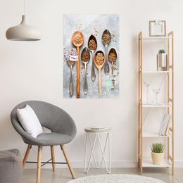 Bilderwelten Glasbild - Hochformat Getreidek&ouml;rner L&ouml;ffel