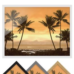 Bilderwelten Bild mit Rahmen Strand orange Tropisch inkl. Rahmung - Caribbean Sunset II - Sonnenuntergang Wohnzimmer Schlafzimmer