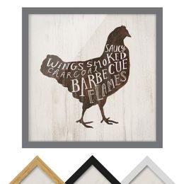 Bilderwelten Bild mit Rahmen - Quadrat Bauernhof BBQ - Huhn