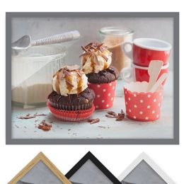 Bilderwelten Bild mit Rahmen - Querformat Vintage Cupcakes mit Eis