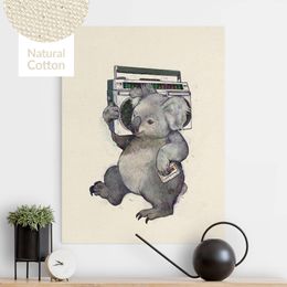 Bilderwelten Leinwandbild - Hochformat Illustration Koala mit Radio Malerei