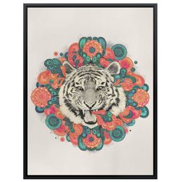 Bilderwelten Leinwandbild - Hochformat Illustration Tiger Zeichnung Mandala Paisley