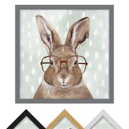 Bilderwelten Bild mit Rahmen - Quadrat Bebrillte Tiere - Hase