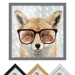 Bilderwelten Bild mit Rahmen - Quadrat Bebrillte Tiere - Fuchs