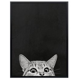 Bilderwelten Leinwandbild - Hochformat Illustration Katze Schwarz Wei&szlig; Zeichnung