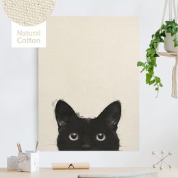 Bilderwelten Leinwandbild - Hochformat Illustration Schwarze Katze auf Wei&szlig; Malerei