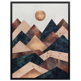 Bilderwelten Leinwandbild - Hochformat Geometrische Berge Bronze