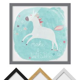 Bilderwelten Bild mit Rahmen - Quadrat Einhorn-Truppe - Wish