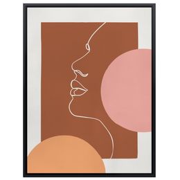 Bilderwelten Leinwandbild - Hochformat Line Art Portrait Frau Braun