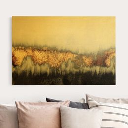 Bilderwelten Leinwandbild - Querformat Goldspuren in Aquarell
