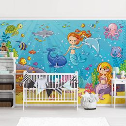 Bilderwelten Fototapete Tiere modern Wandtapete einzigartig - Meerjungfrau - Unterwasserwelt - Landschaft Kinderzimmer Baby M&auml;dchen Jungen